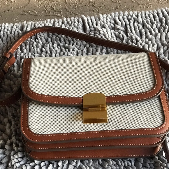 Bags | Mng Cream And Brown Crossbody Purse | Poshmark